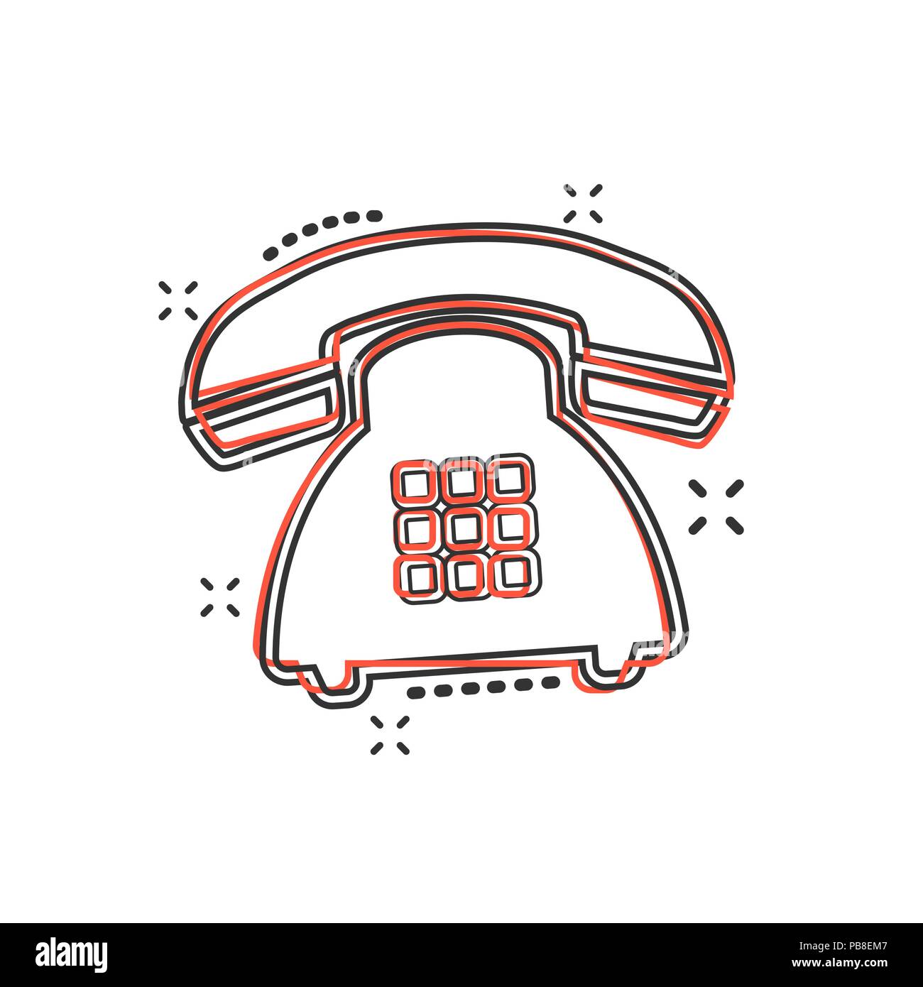 Vector cartoon phone icon in comic style. Telephone sign illustration ...