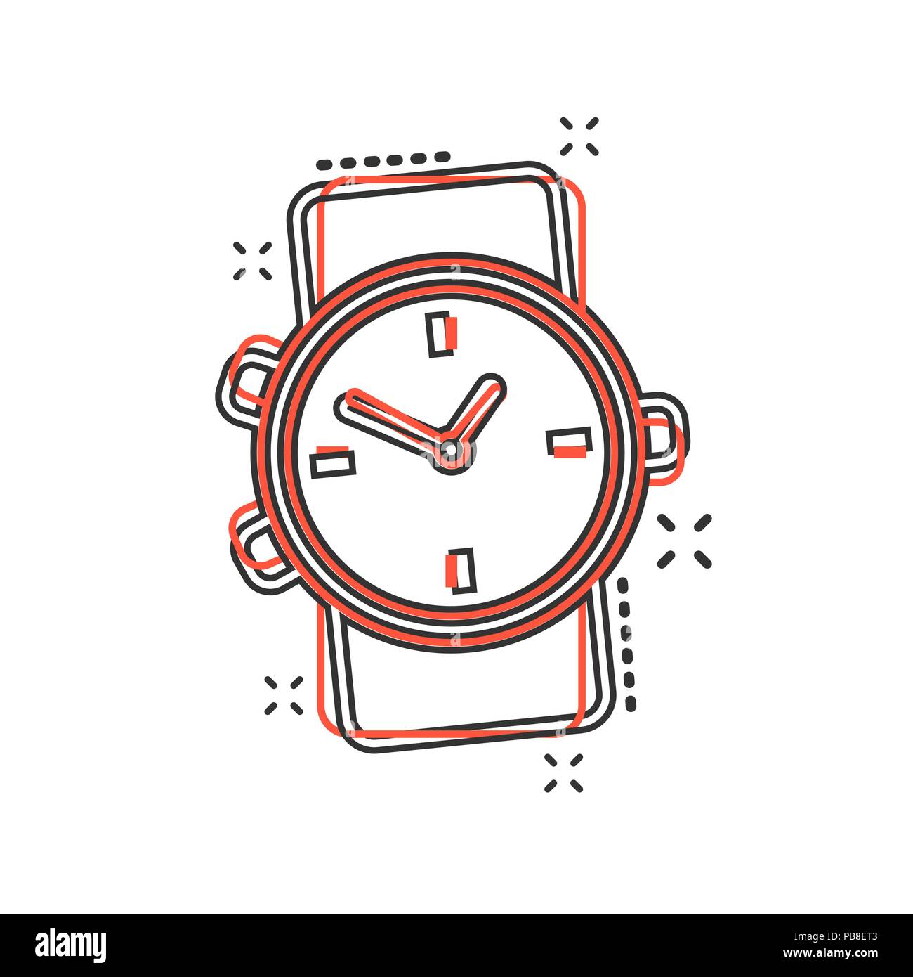 Vector cartoon watch icon in comic style. Clock sign illustration ...