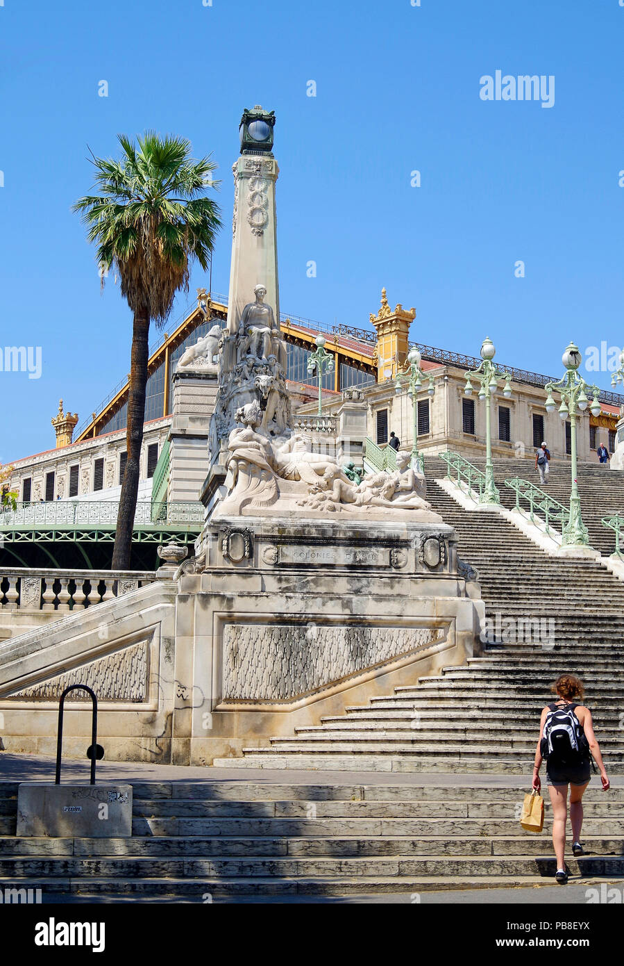 The grand ceremonial staircase in front of Marseille St Charles station ...
