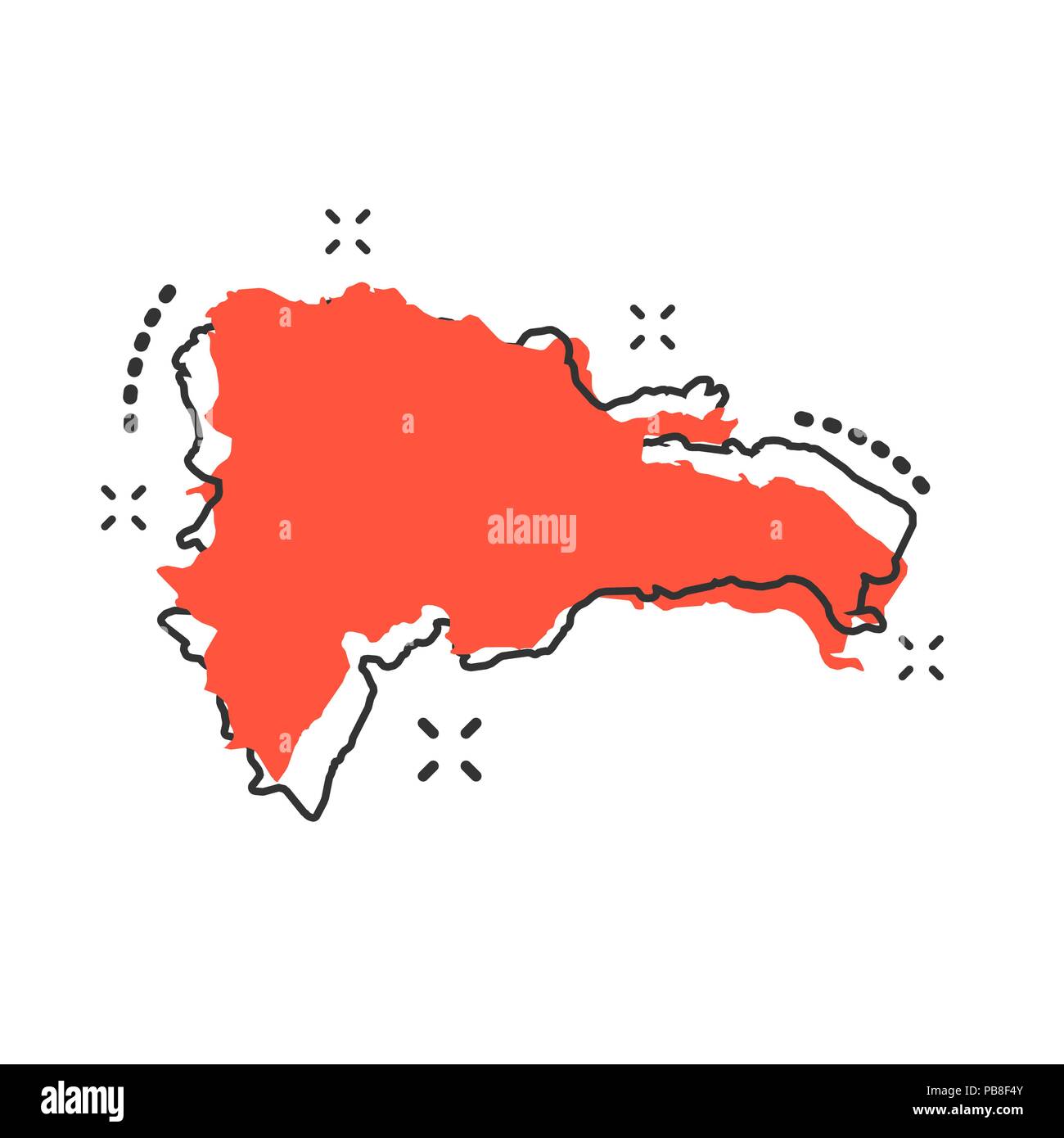 Vector cartoon Dominican Republic map icon in comic style. Dominican ...