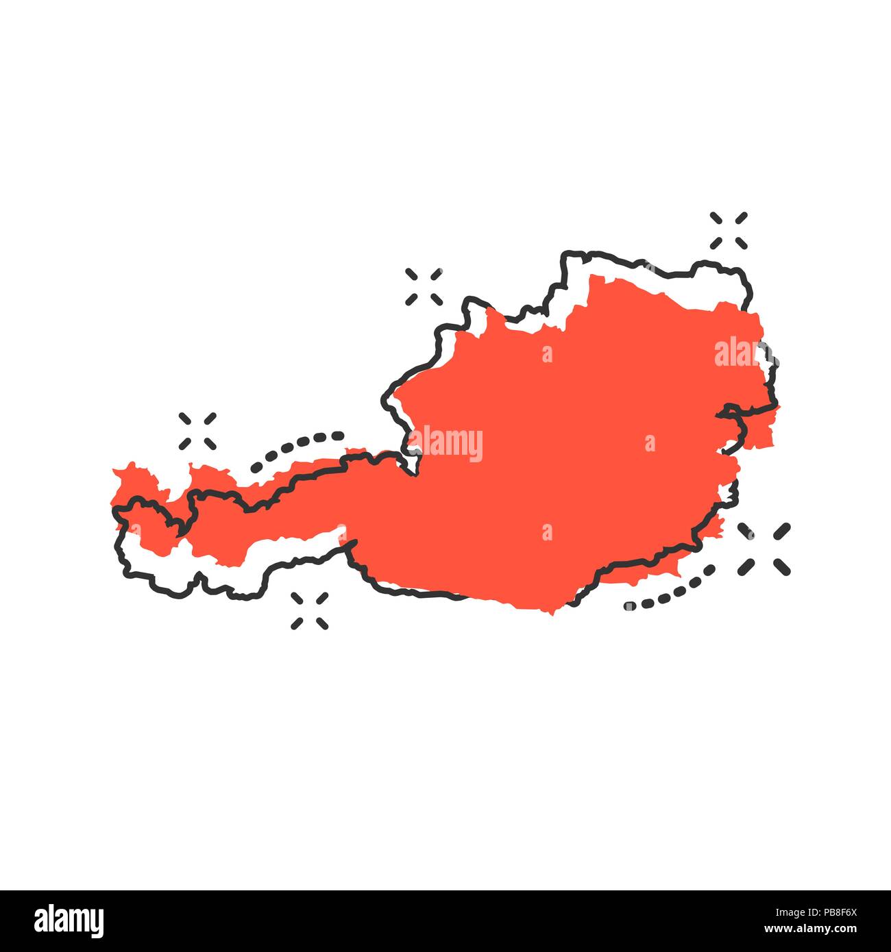 Vector cartoon Austria map icon in comic style. Austria sign ...