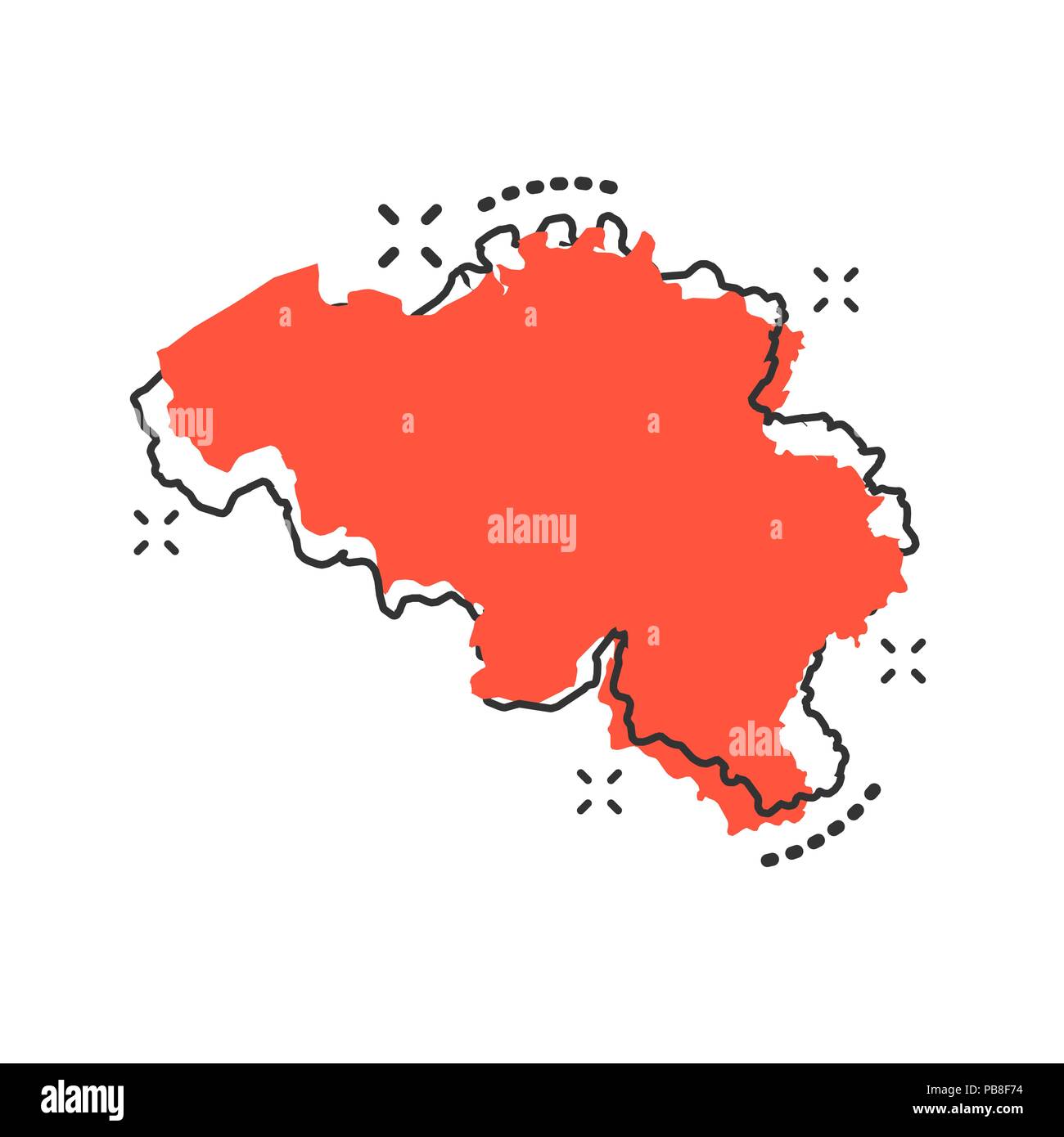 Vector cartoon Belgium map icon in comic style. Belgium sign ...