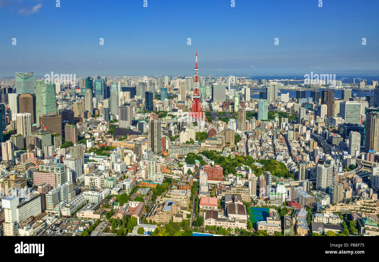Japan, Tokyo City, Minato Ku panorama, Tokyo tower Stock Photo - Alamy