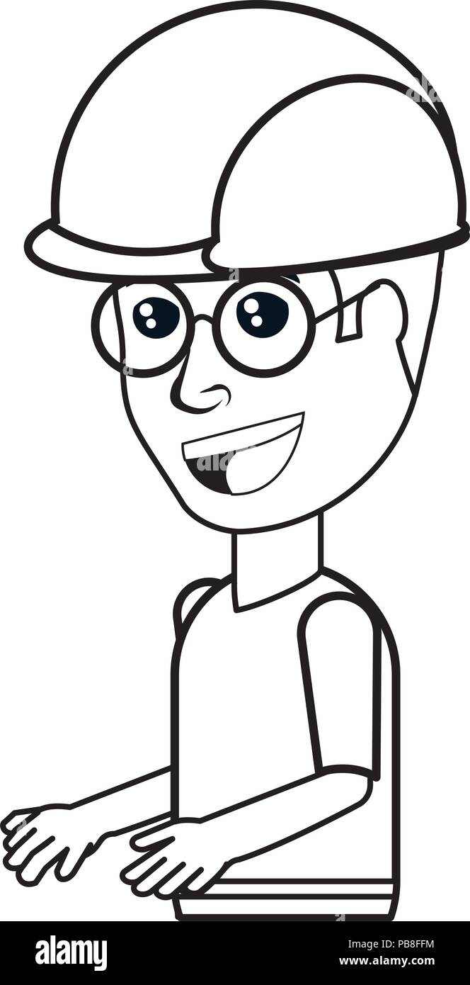 cartoon man with safety helmet over white background, vector ...