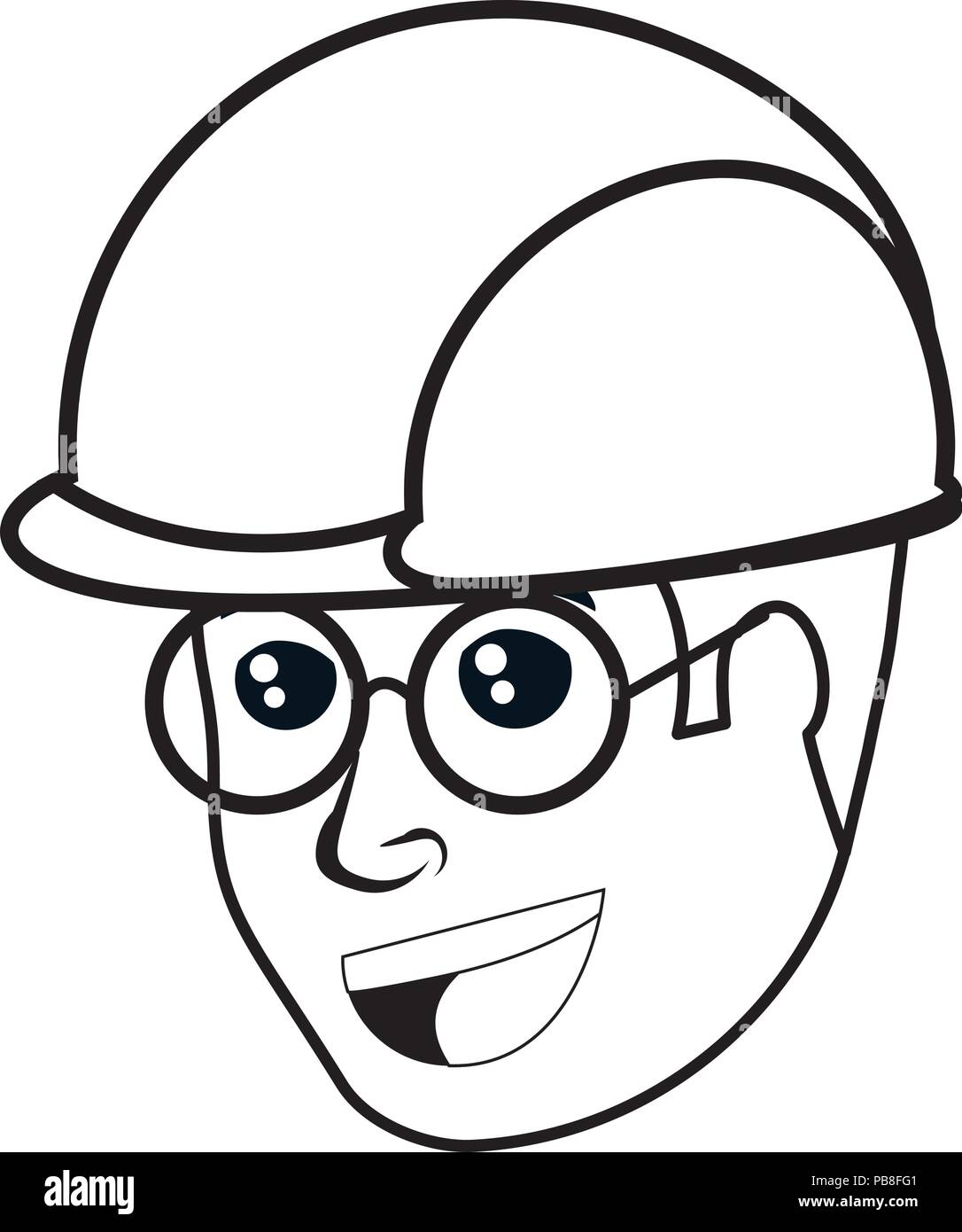 cartoon man with safety helmet icon over white background, vector ...