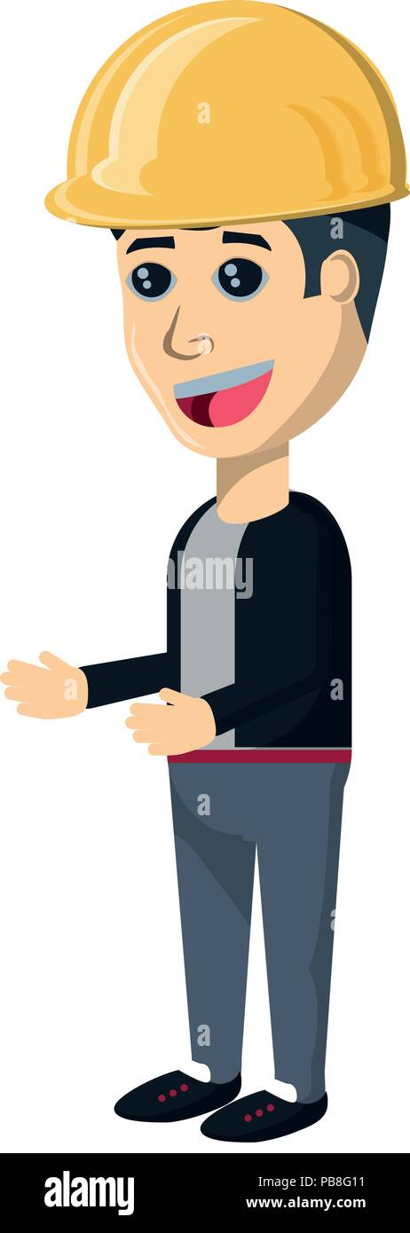 cartoon man with safety helmet over white background, vector ...