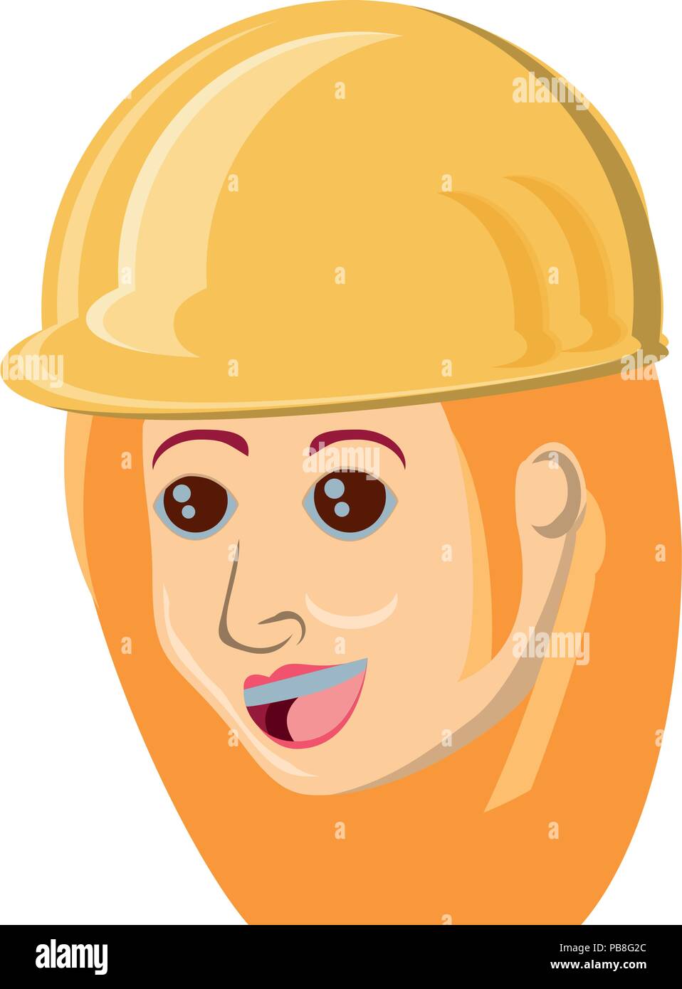cartoon woman with safety helmet over white background, vector ...