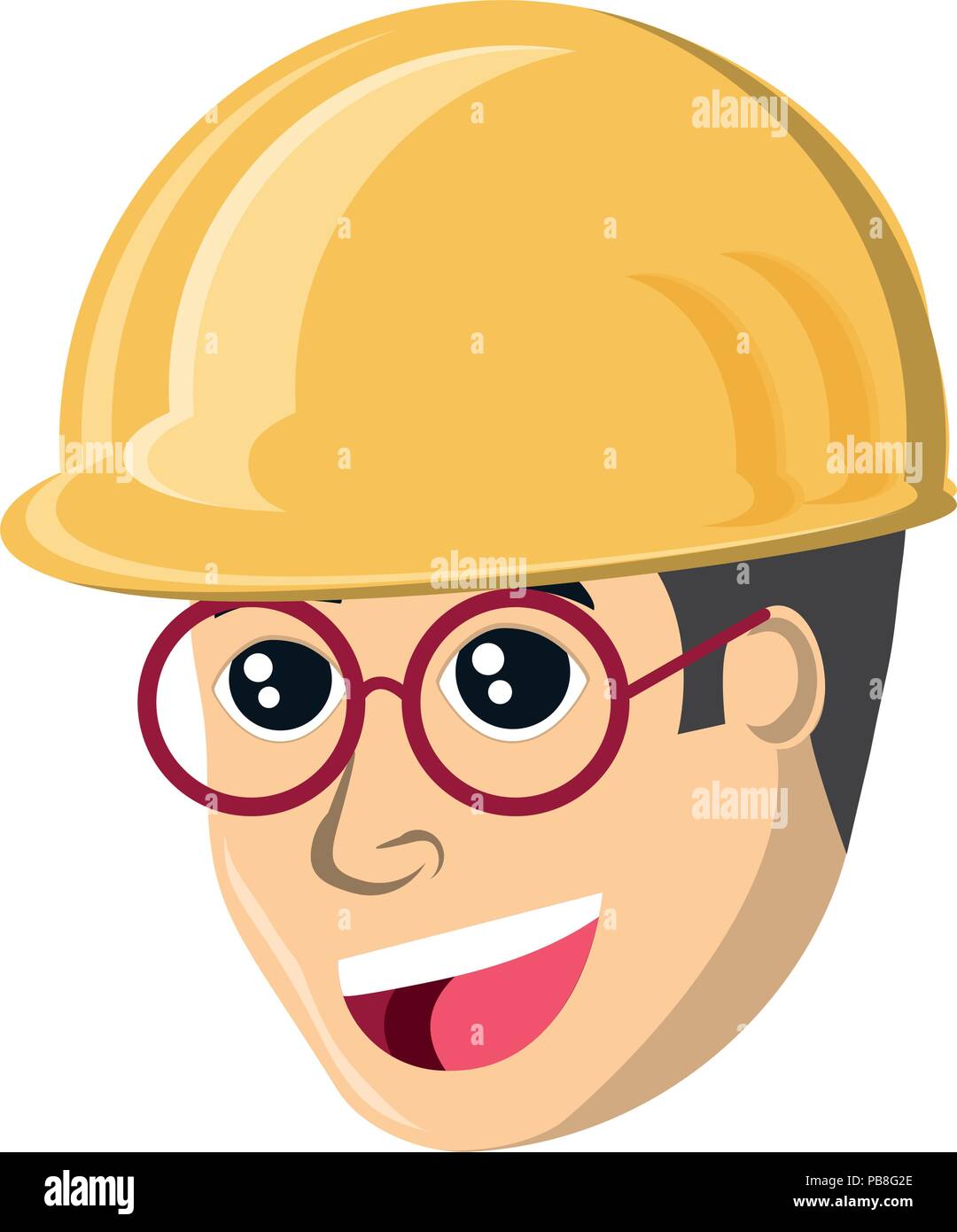 cartoon man with safety helmet icon over white background, vector ...