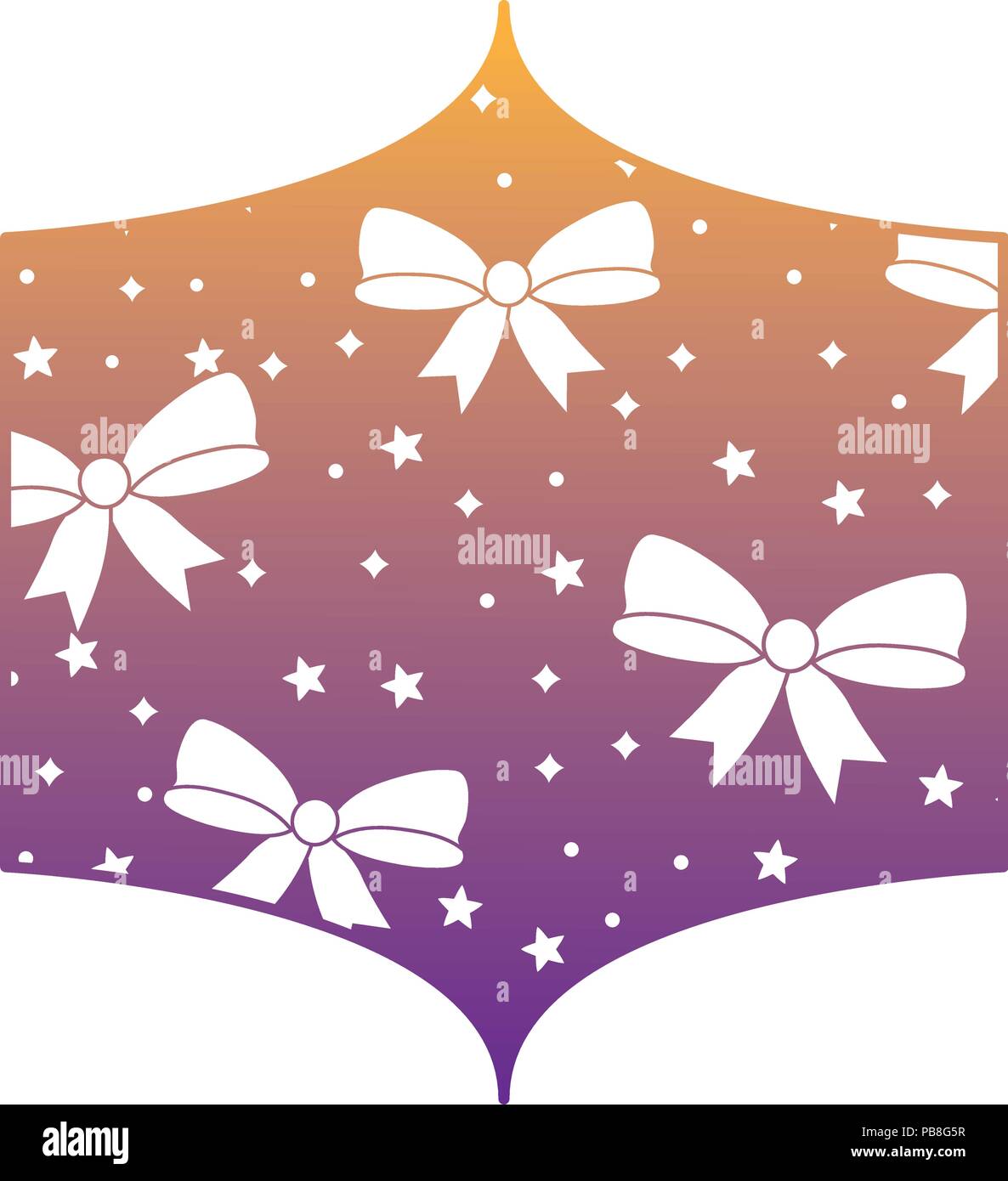 decorative frame with stars and bows pattern over white background ...