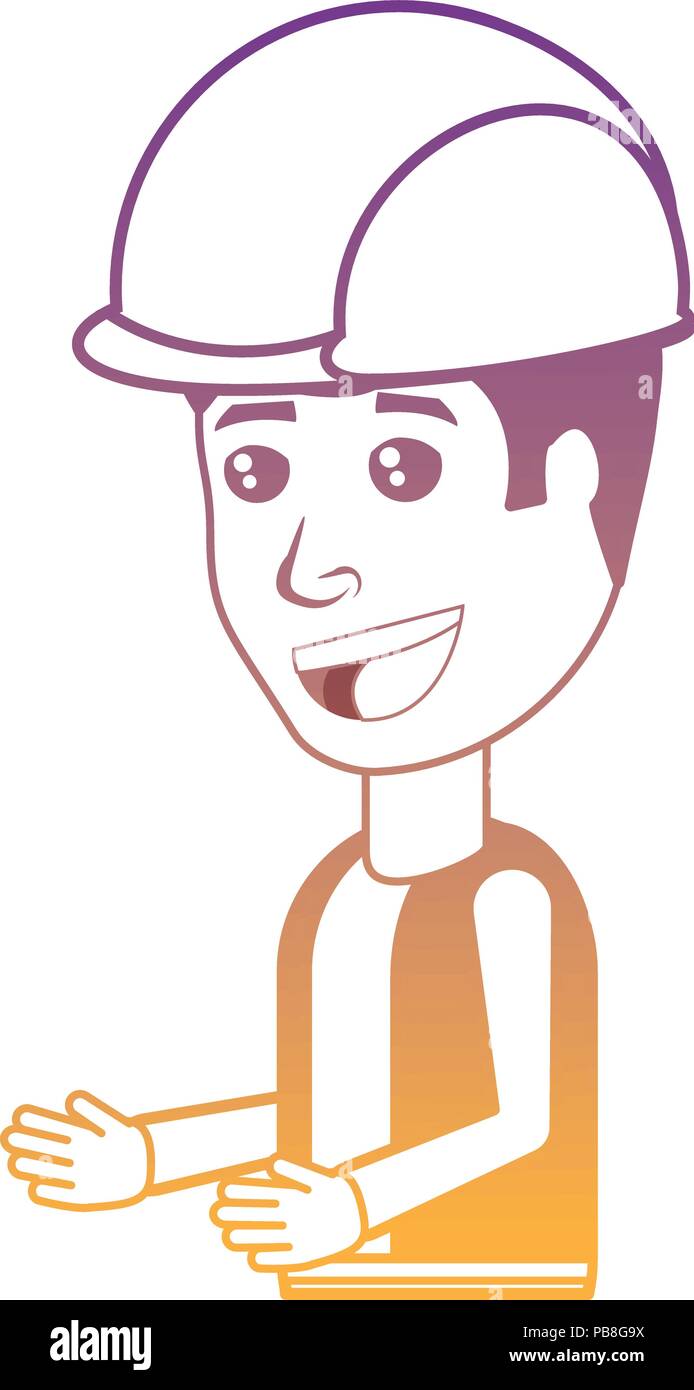 cartoon man with safety helmet icon over white background, vector ...