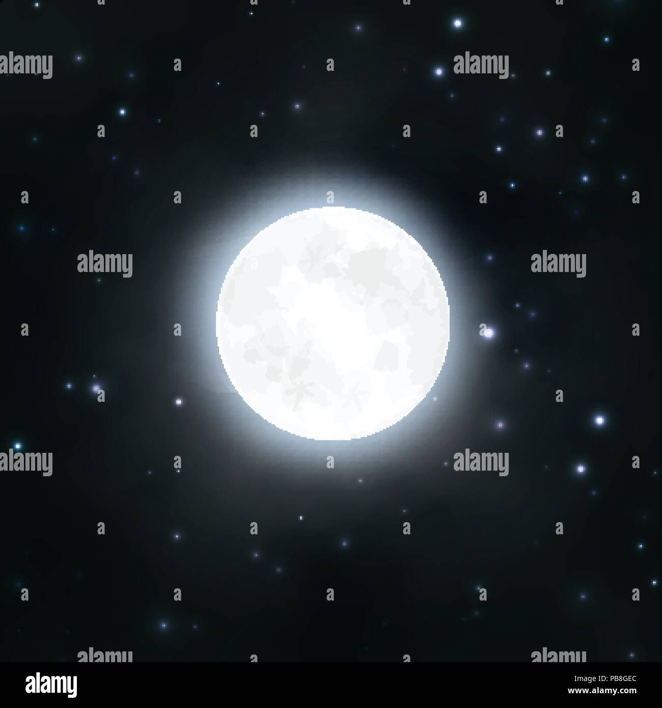Moon, night sky, stars, vector illustration Stock Vector Image & Art ...