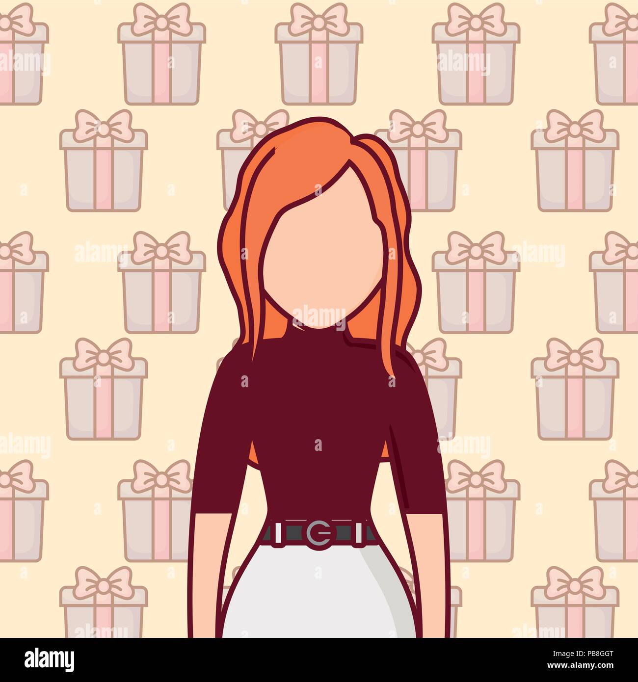 avatar woman icon over gift boxes background, colorful design. vector ...