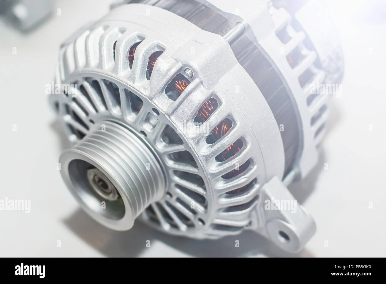 Power generator on white background. Car part engineering. Light photo ...