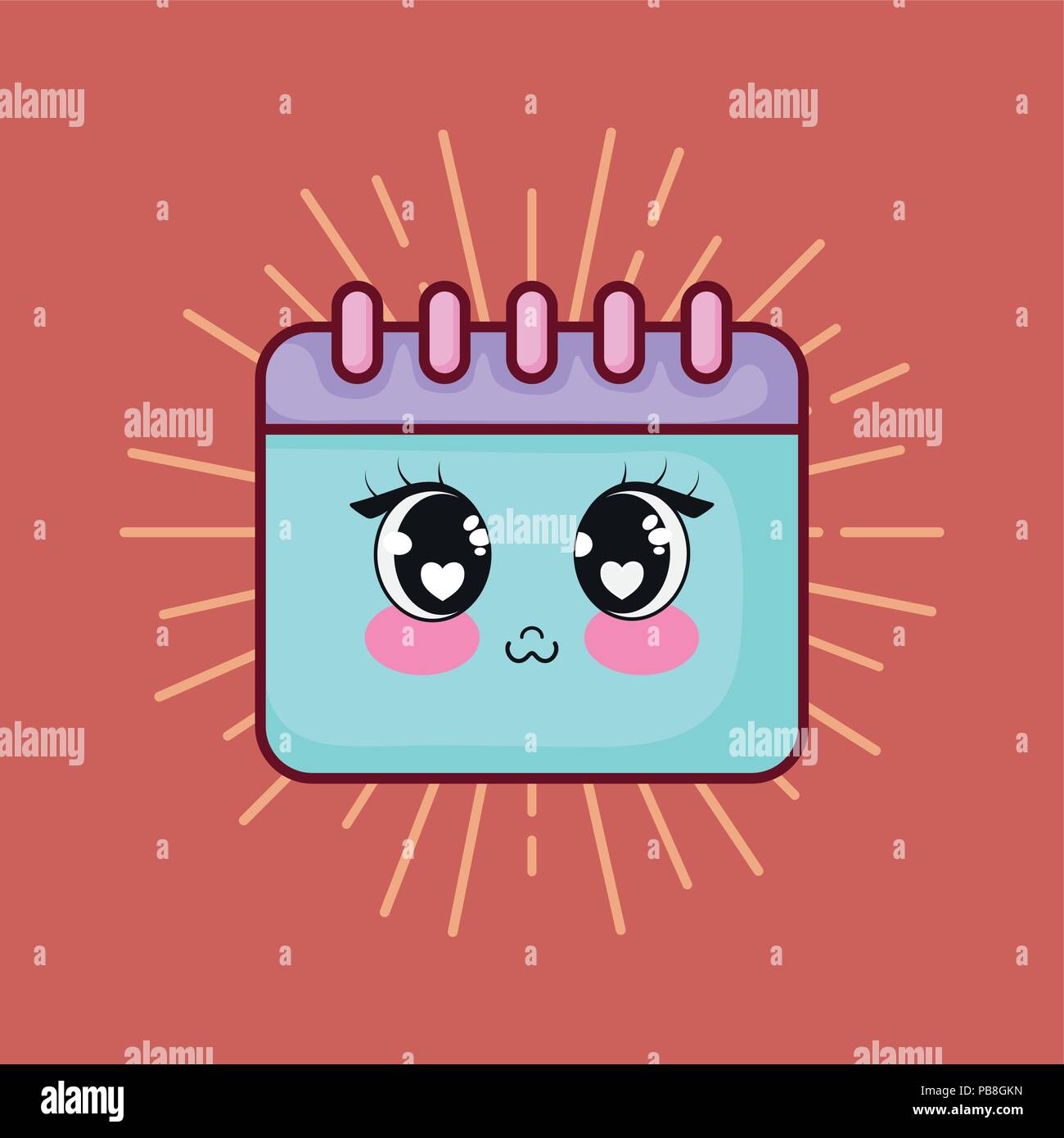 kawaii calendar icon over orange background, colorful design. vector ...