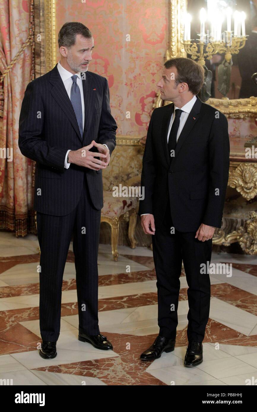 Rey Felipe cena presidente Republica Francesa Emmanuel Macron Palacio ...