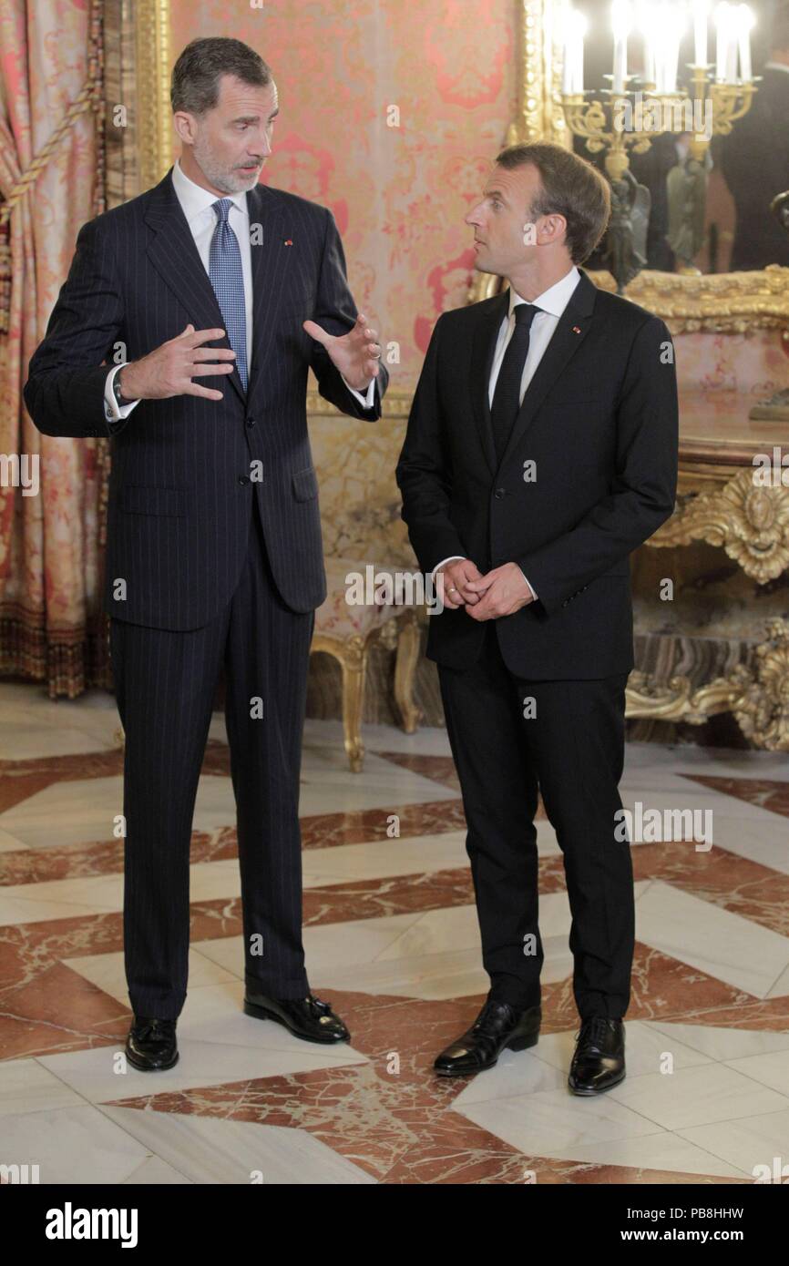 Rey Felipe cena presidente Republica Francesa Emmanuel Macron Palacio ...