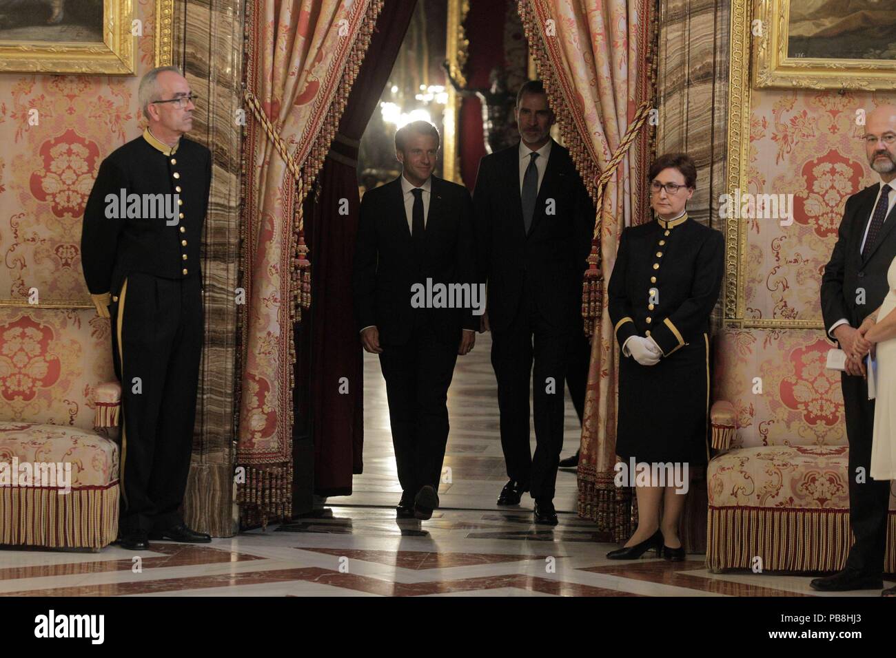 Rey Felipe cena presidente Republica Francesa Emmanuel Macron Palacio ...