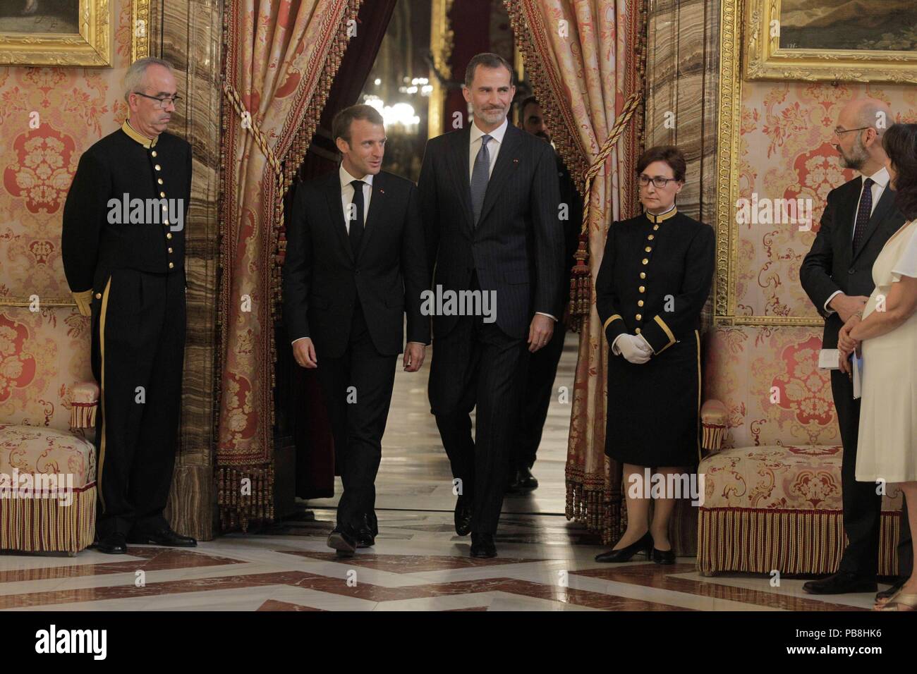 Rey Felipe cena presidente Republica Francesa Emmanuel Macron Palacio ...
