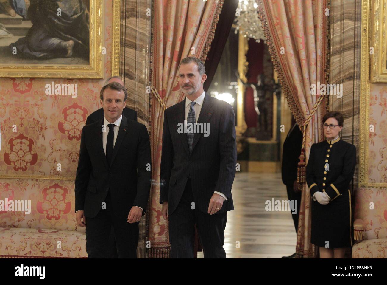 Rey Felipe cena presidente Republica Francesa Emmanuel Macron Palacio ...