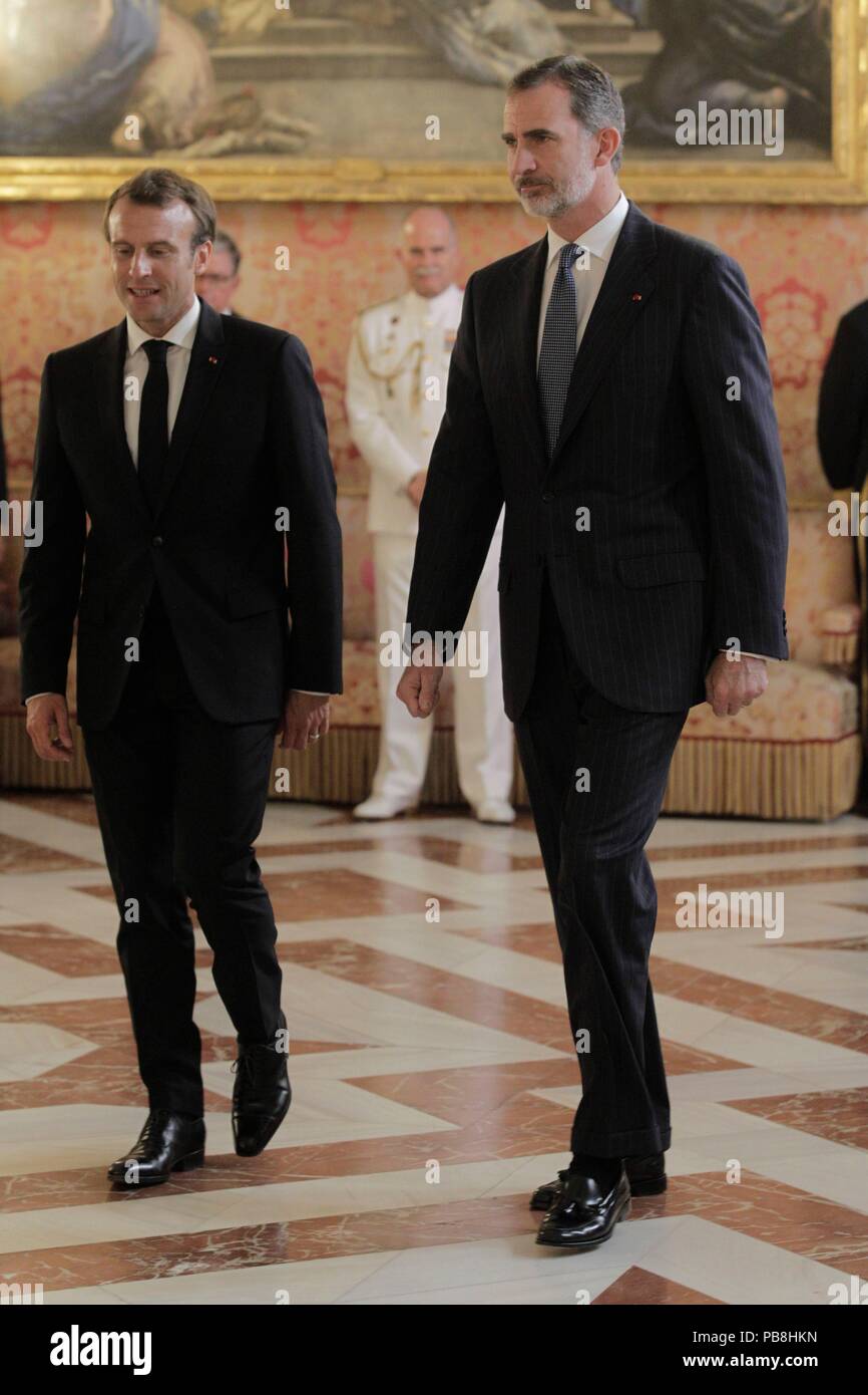Rey Felipe cena presidente Republica Francesa Emmanuel Macron Palacio ...