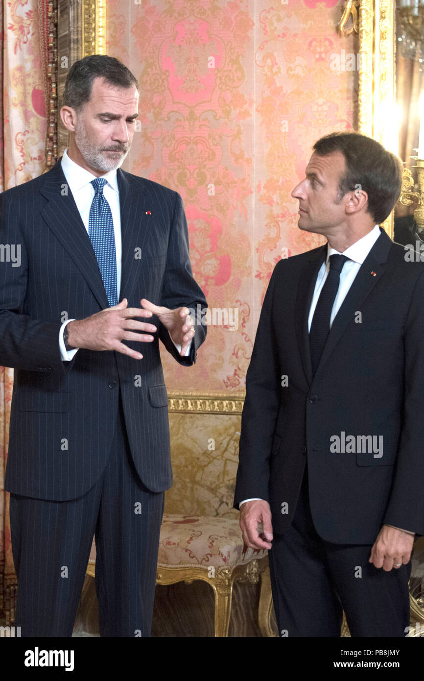 Madrid, Spanien. 26th July, 2018. King Felipe of Spain and Emmanuel ...