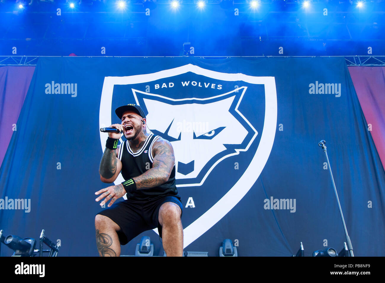 San Diego, California, USA. 26th July, 2018. TOMMY VEXT of Bad Wolves ...