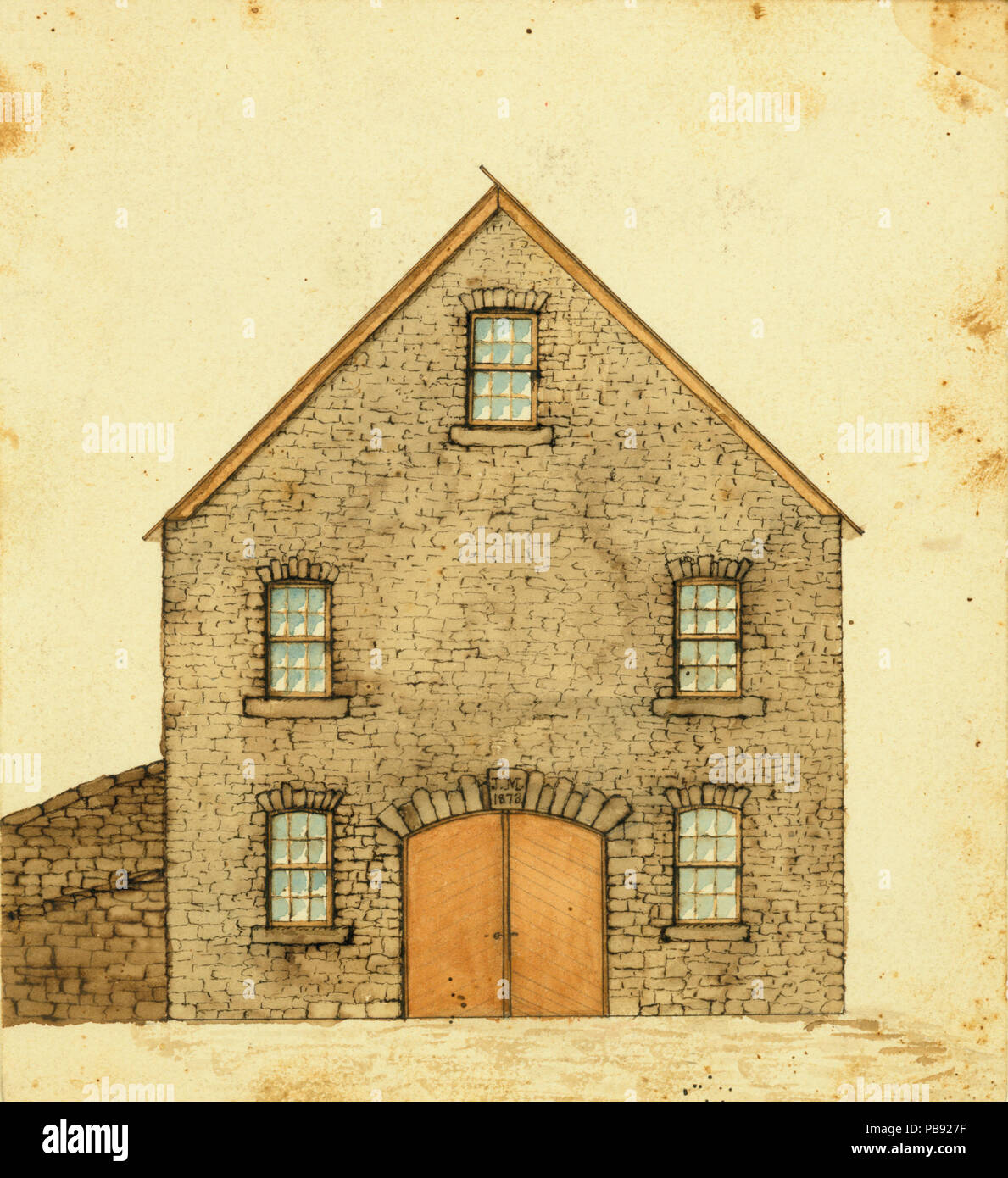1836 Watercolor of Barn on Friedrich Muench Farm Stock Photo - Alamy
