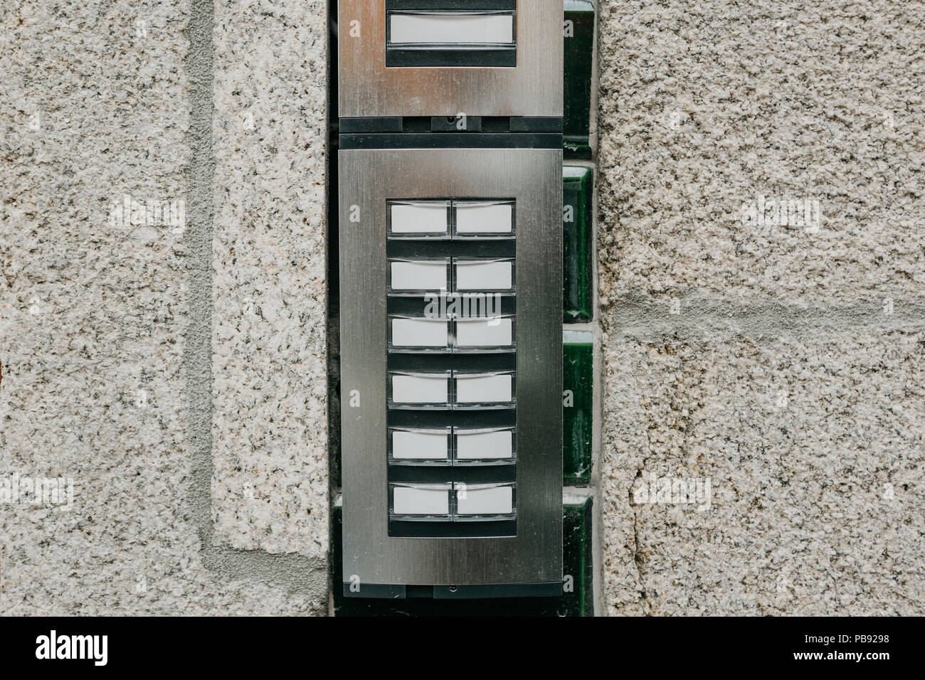 Close-up. The intercom at the entrance to the residential building ...
