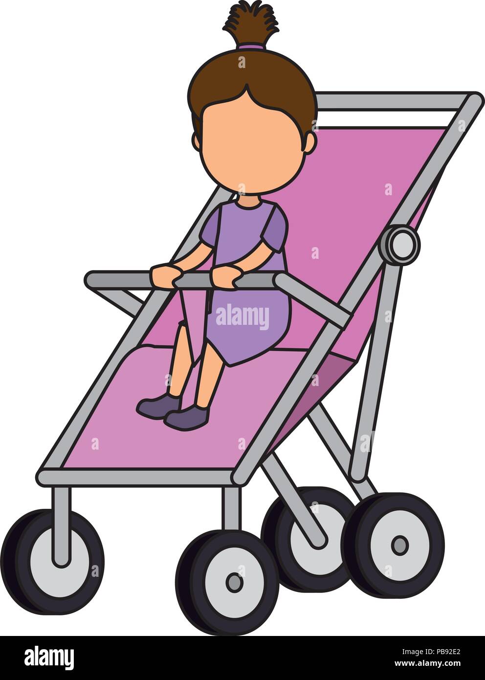 little girl baby in cart vector illustration design Stock Vector Image ...