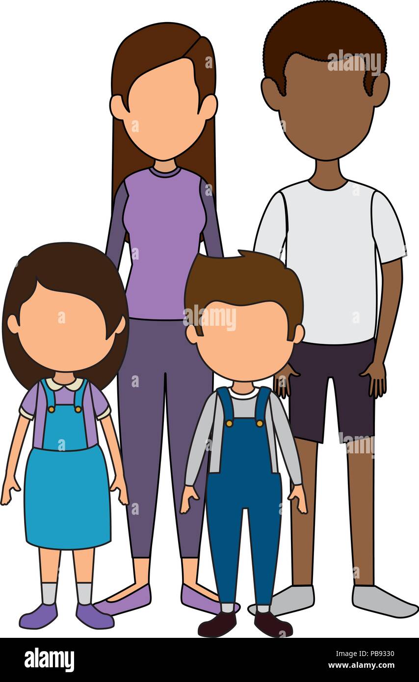 parents couple with kids characters vector illustration design Stock ...