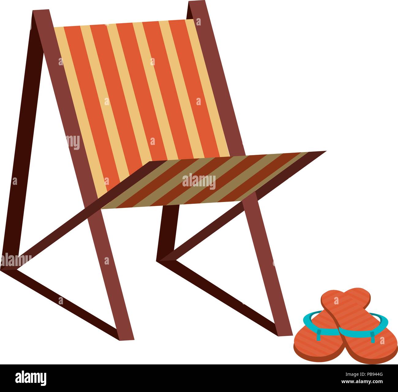 beach chair with flip flops vector illustration design Stock Vector ...