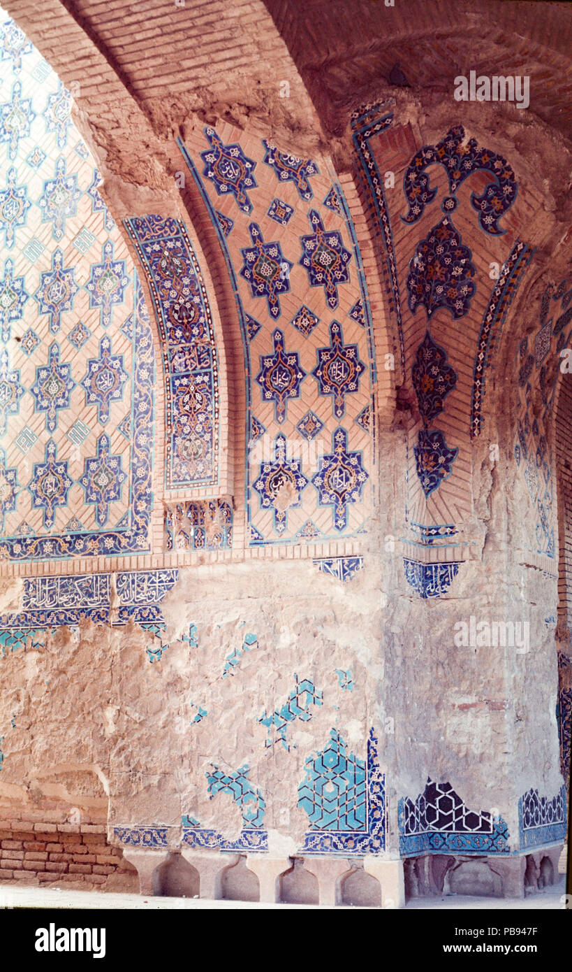 detail of tilework, The Blue Mosque, Masjid-i Muzaffariya, Tabriz, Iran ...