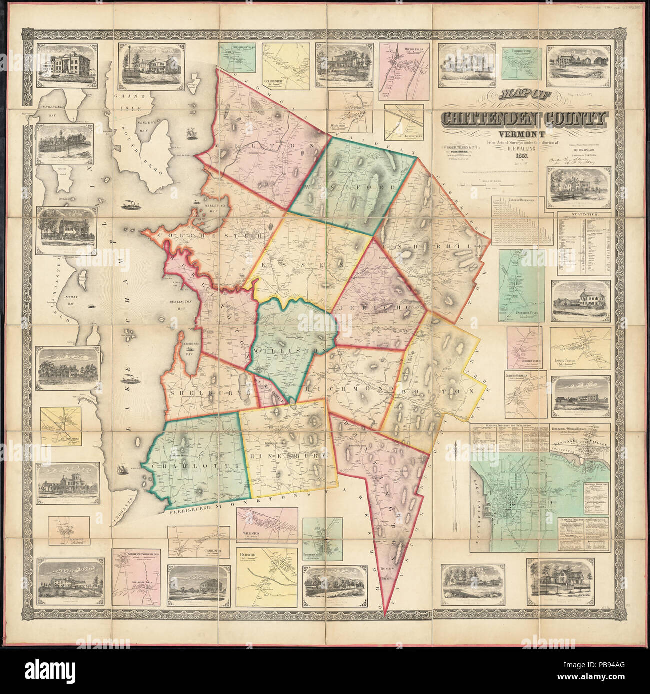 Vermont county map hi-res stock photography and images - Alamy