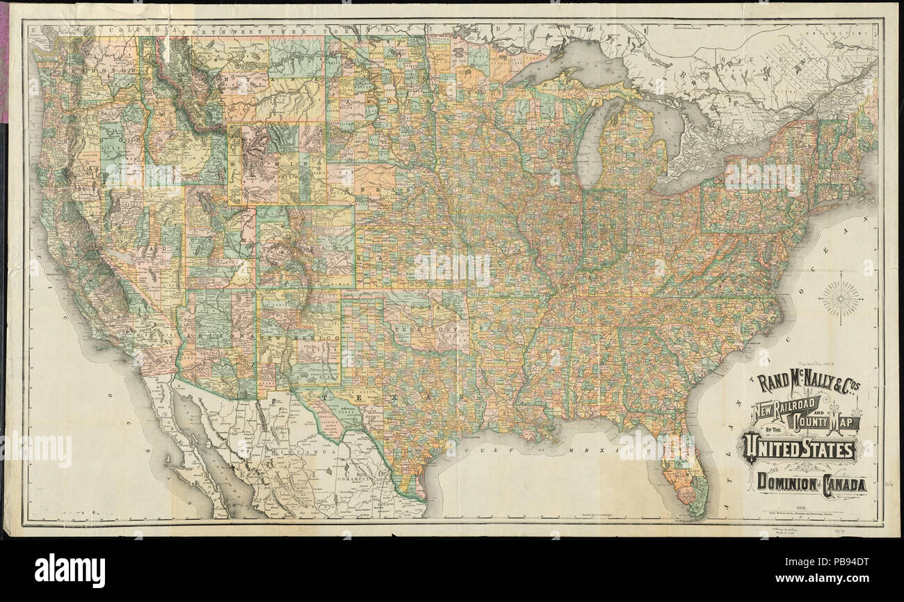 1245 Rand McNally and Co's new railroad and county map of the United ...
