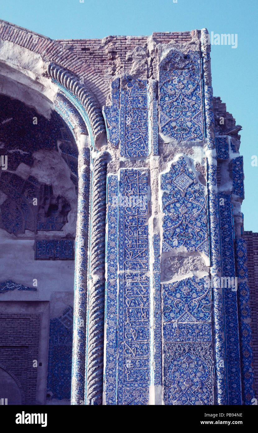 detail of tilework, The Blue Mosque, Masjid-i Muzaffariya, Tabriz, Iran ...