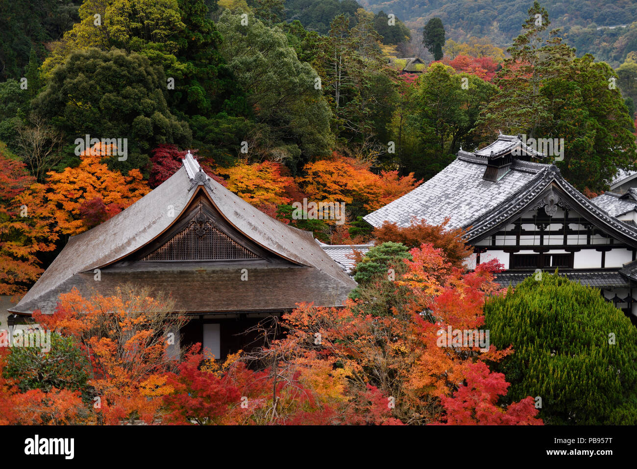 Roofs of Nanzen-ji Buddhist temple complex historic buildings in ...