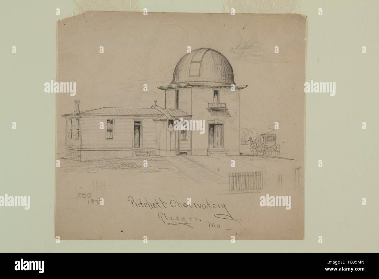 1180 Pencil Drawing "Pritchett Observatory Glasgow Mo." by A.B. Greene ...