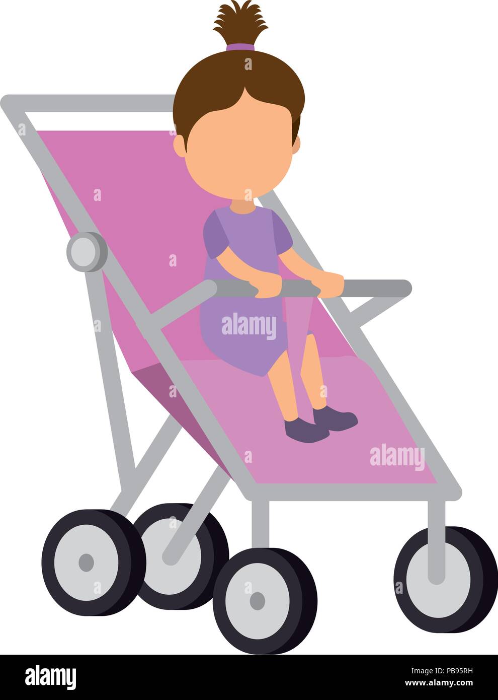 little girl baby in cart vector illustration design Stock Vector Image ...