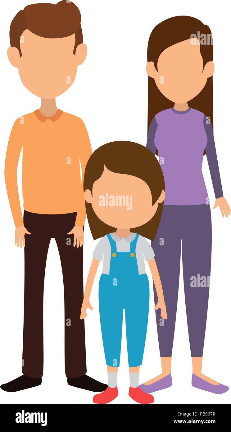 parents couple with daughter characters vector illustration design ...