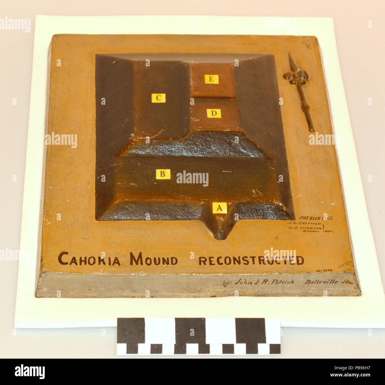 . English: Cast iron relief model of Monk's Mound in Cahokia, Illinois ...