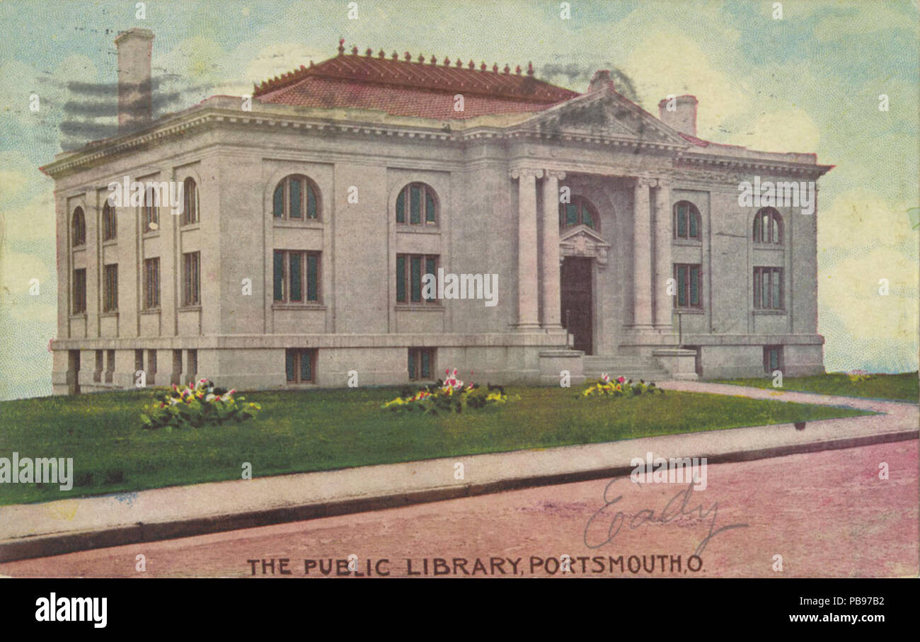 . English: Portsmouth Public Library postcard by Henry A. Lorberg ...