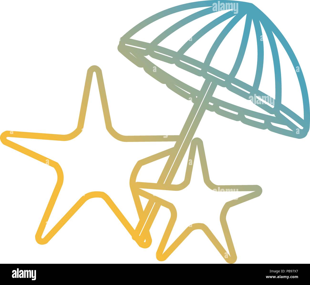 umbrella beach with starfish vector illustration design Stock Vector ...