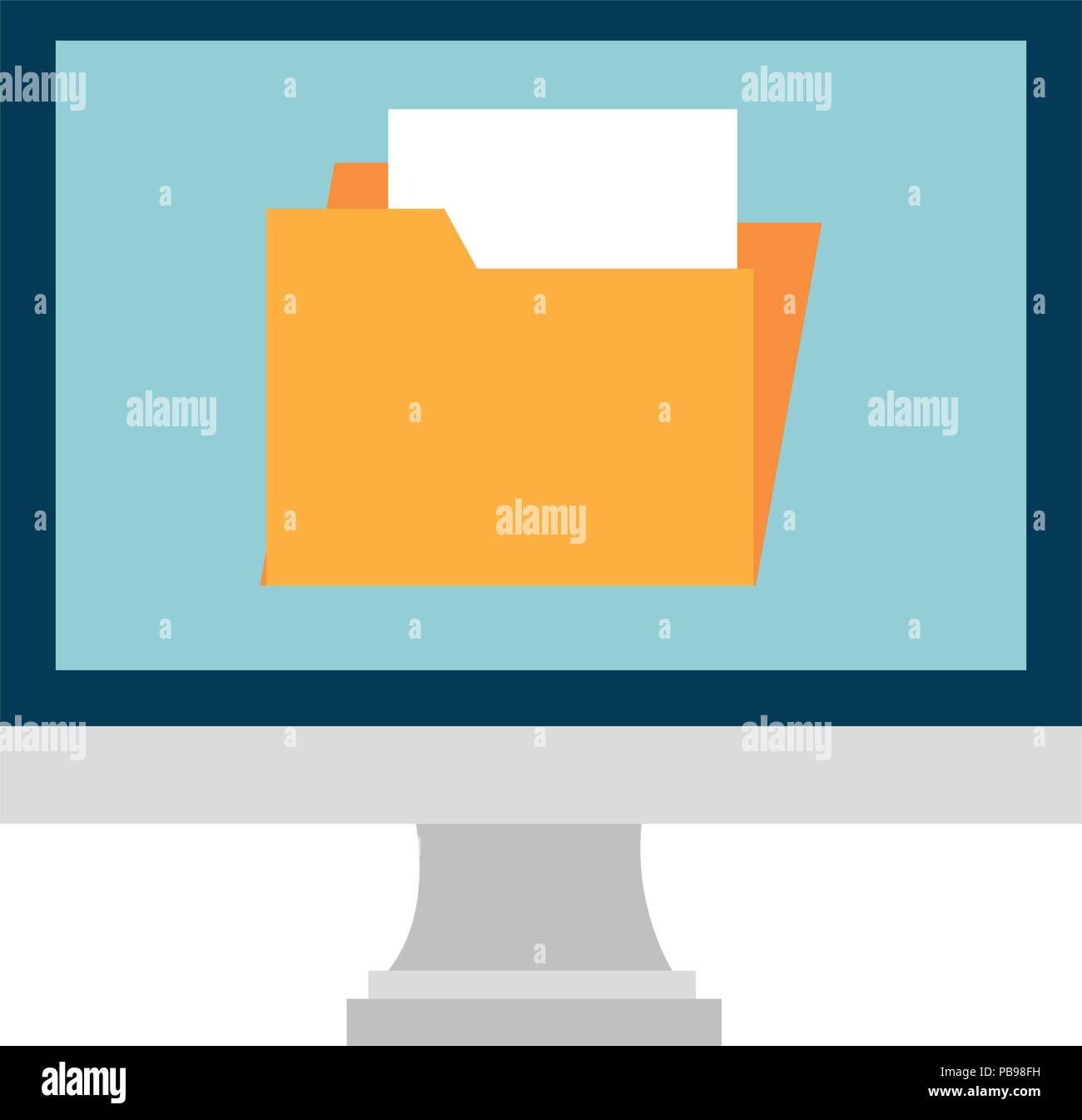 computer display with folder vector illustration design Stock Vector ...