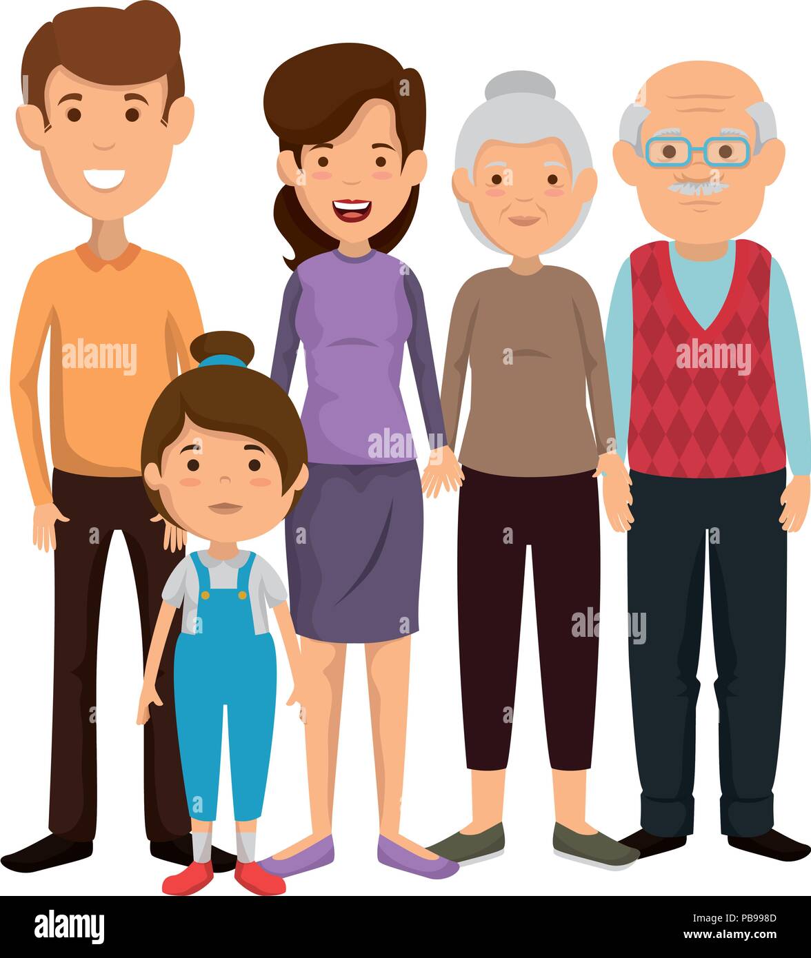group of cute family members characters vector illustration design ...