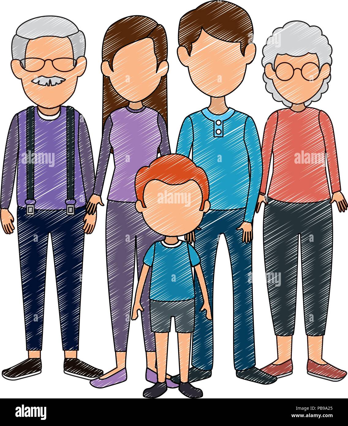 group of cute family members characters vector illustration design ...
