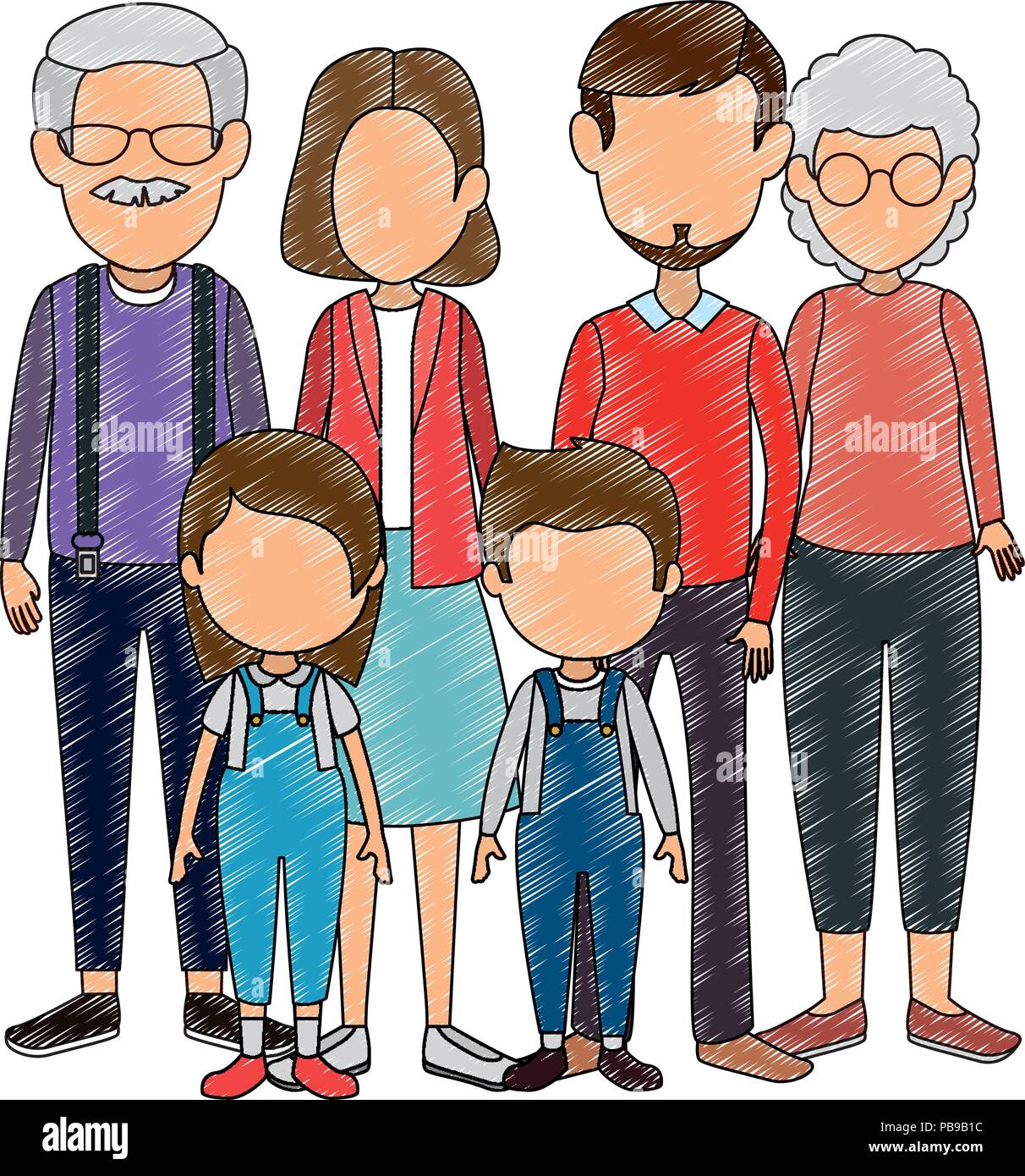 group of cute family members characters vector illustration design ...