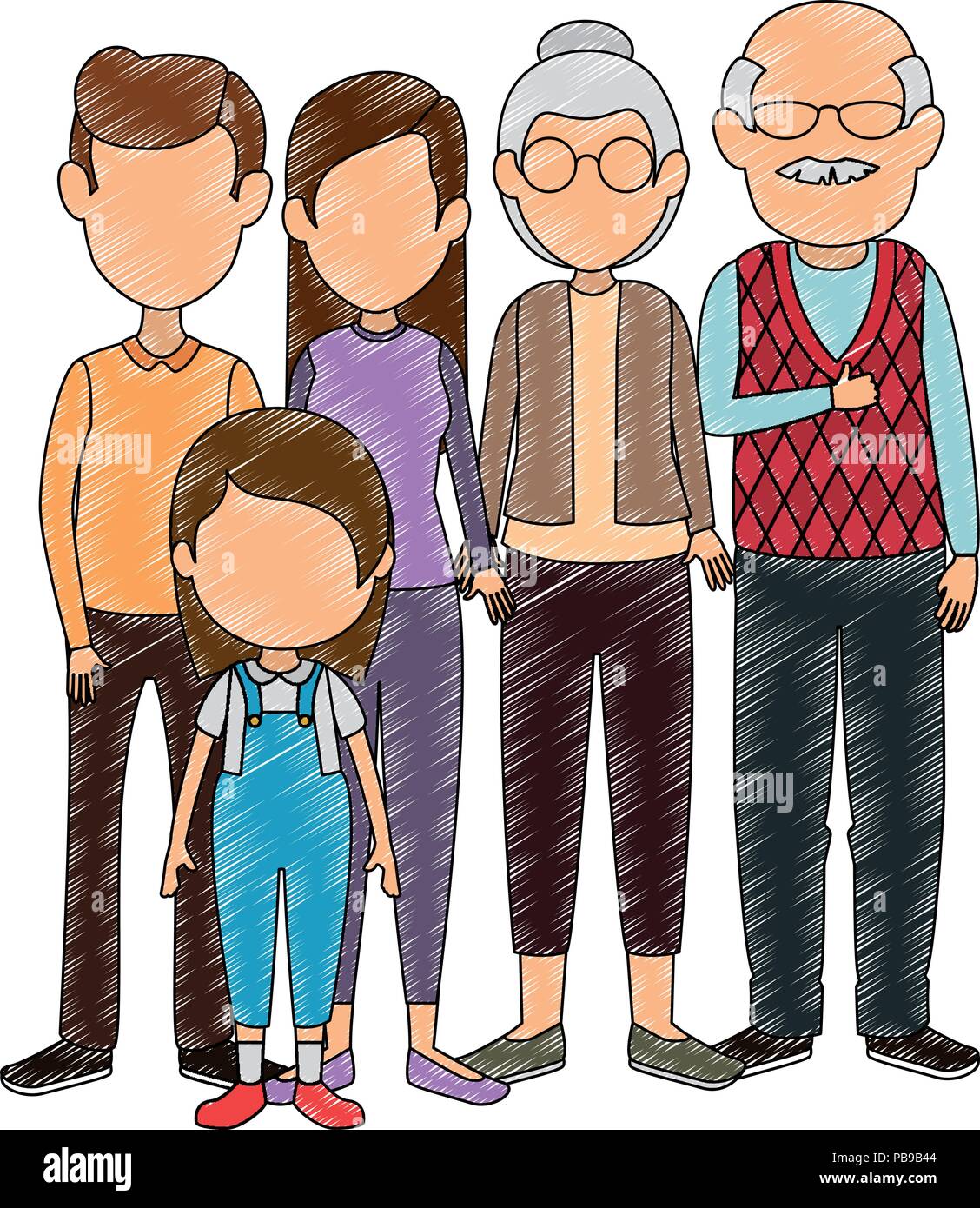 group of cute family members characters vector illustration design ...