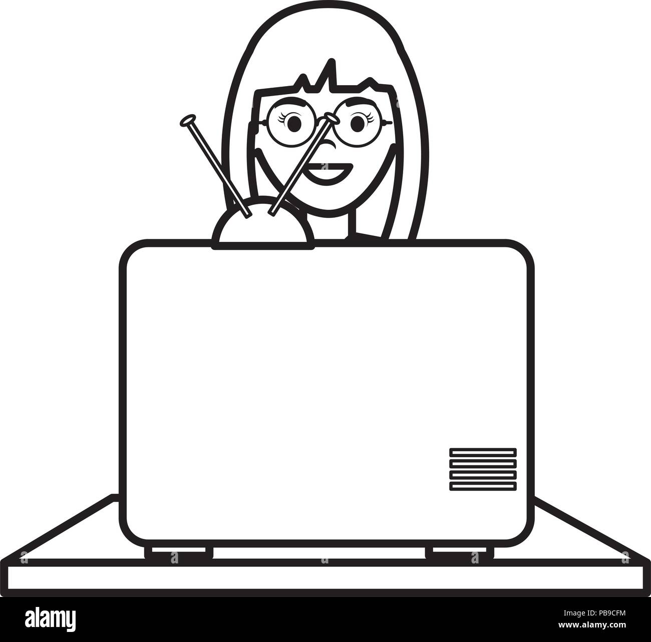 Watching Tv Clipart Black And White