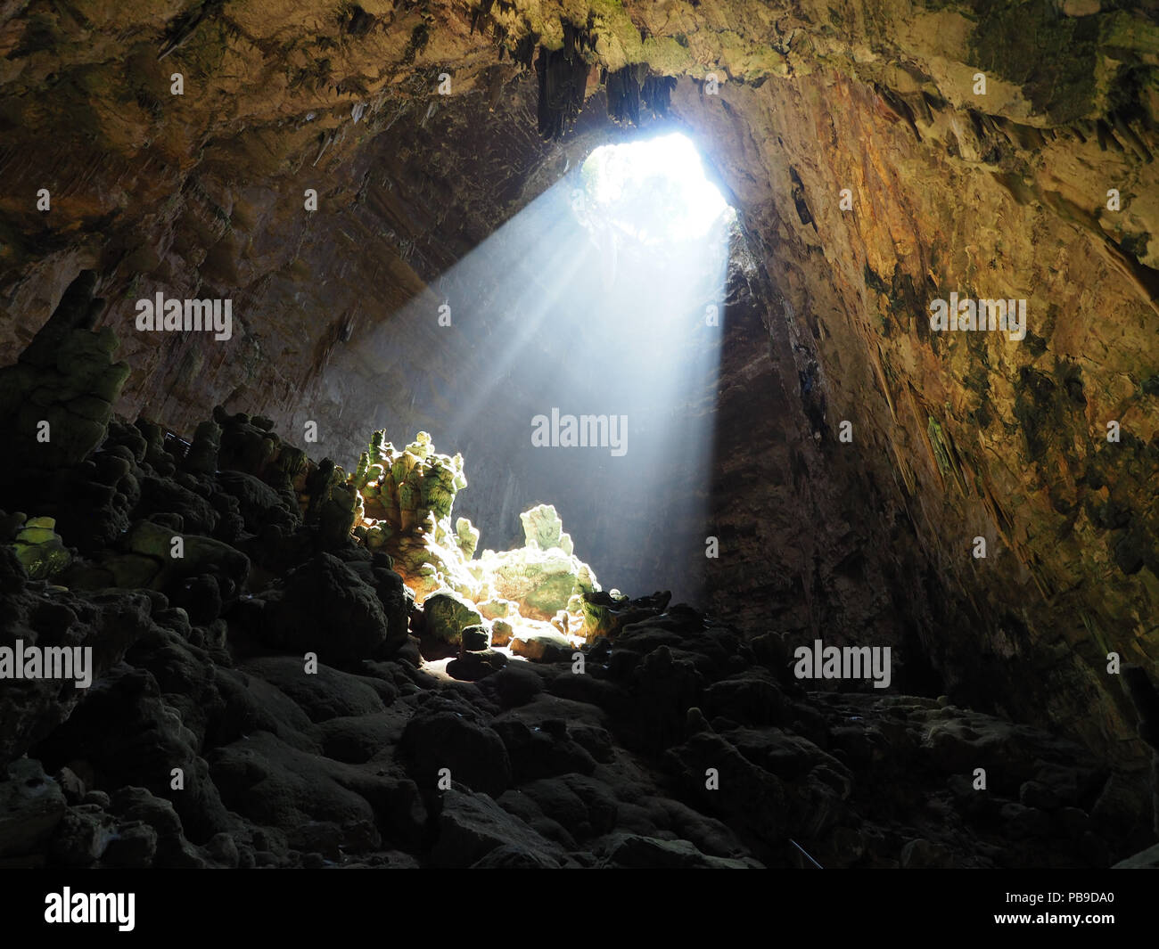 Light falling in the cave Grotte di Castellana, Castellana Grotte, Bari ...