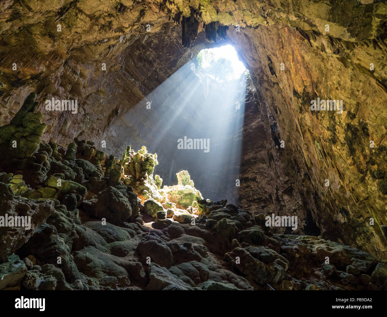 Light falling in the cave Grotte di Castellana, Castellana Grotte, Bari ...
